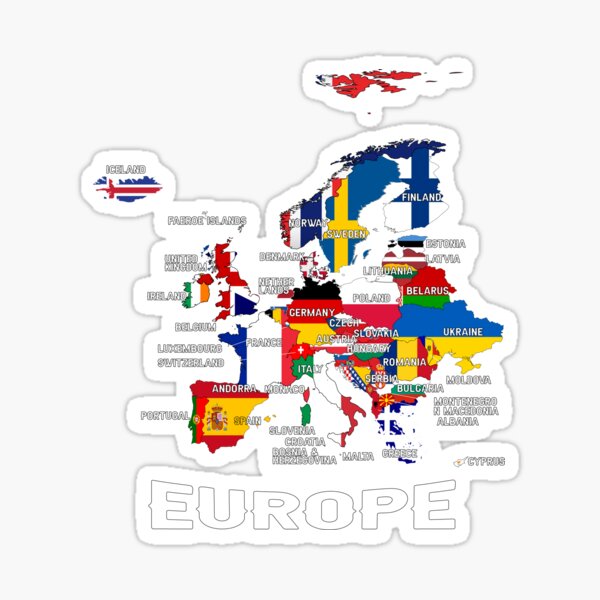 "European country, Europe map with names, Europe Continent, Europe flag ...