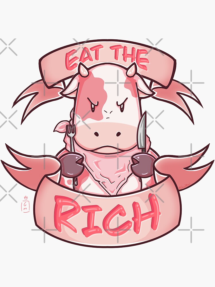 "Eat The Rich Cow- Ghoulmori" Sticker for Sale by Ghoul Mori | Redbubble