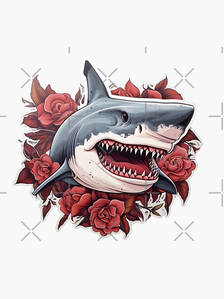 "Rose Shark: Floral Elegance Sticker" Sticker for Sale by SE7VENTH ...