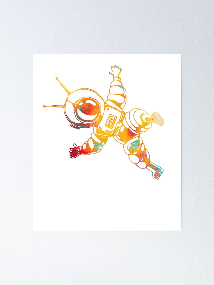 "Orange Astronaut Cosmonaut Spaceman Funny Galaxy Space" Poster by ...