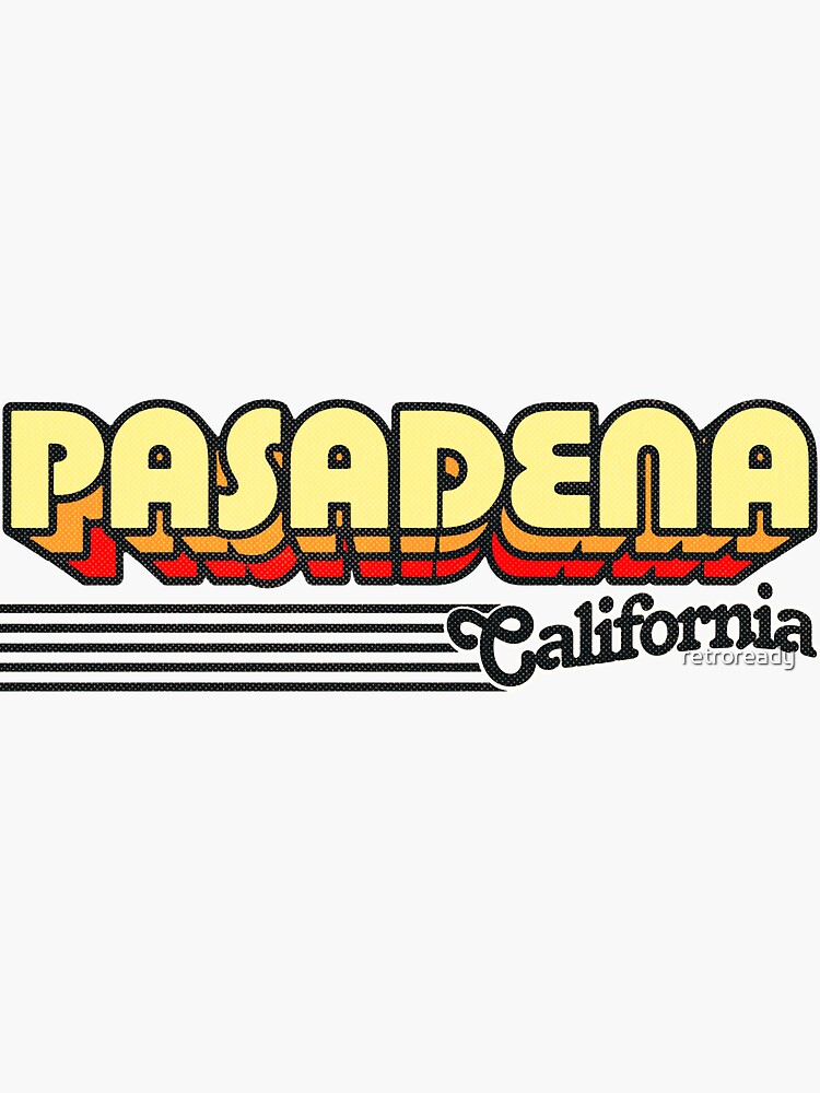 "Pasadena, California | Retro Stripes" Sticker for Sale by retroready ...