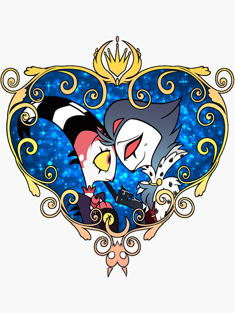 Sticker for Sale mit "Helluva Boss Stolas und Blitzo Herzrahmen" von alegriase | Redbubble
