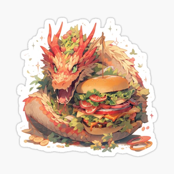 "Burger Dragon! Delicious " Sticker for Sale by HydraDreams | Redbubble