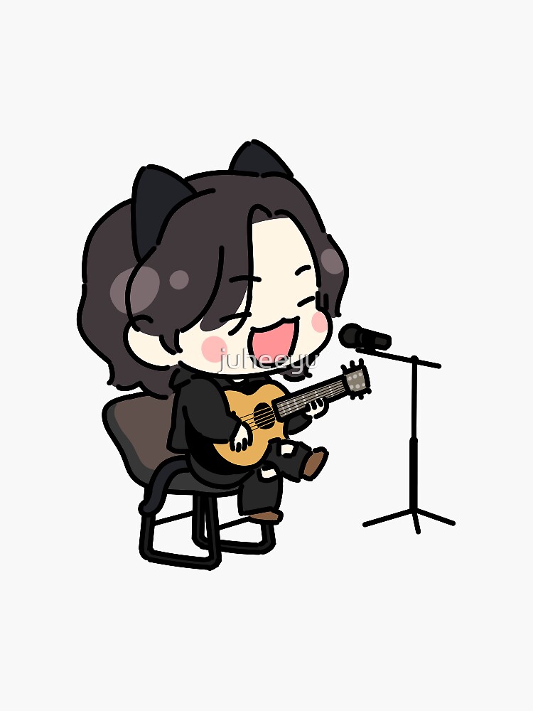 "D-day Singing Guitar Cat #2" Sticker for Sale by juheeyu | Redbubble