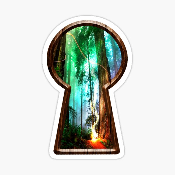 "Magic forest behind the keyhole" Sticker by CatByDesign | Redbubble