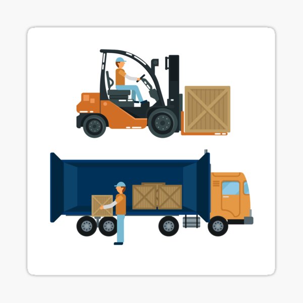 "Forklift with Driver. Worker Loading Containers into the Truck. Cargo ...