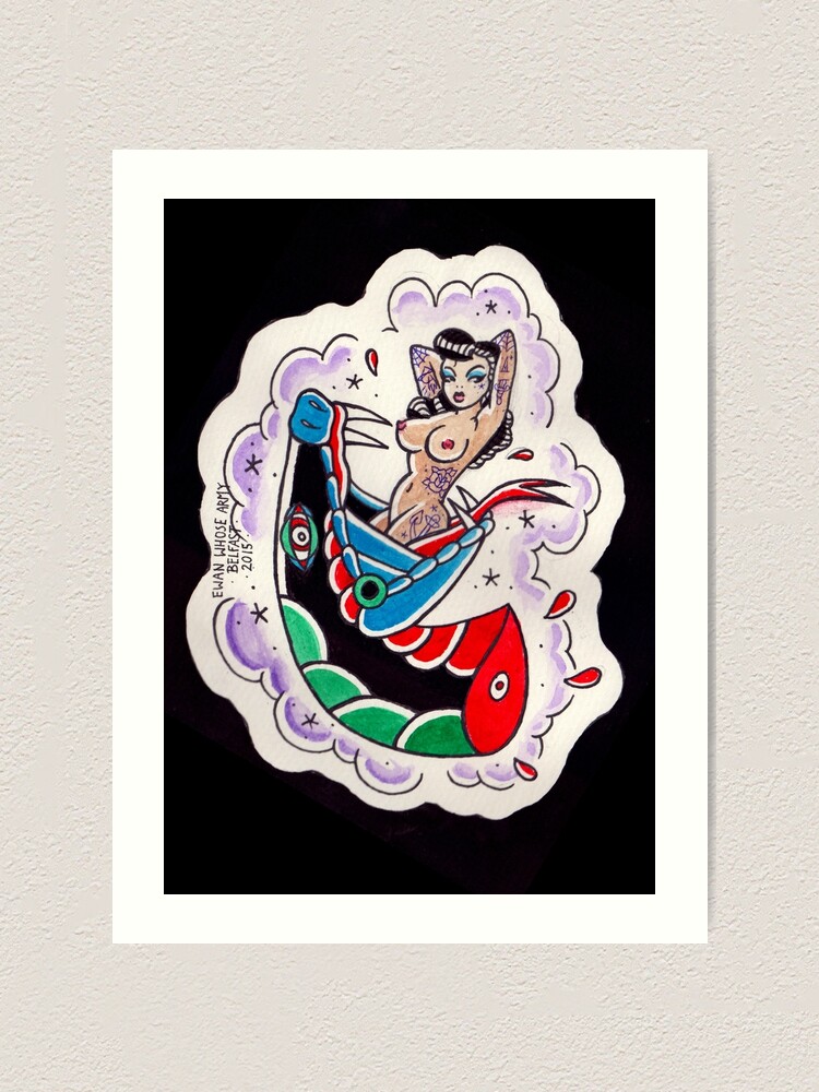 "Snake & Pin-up Tattoo Art" Art Print by ewanwhosearmy | Redbubble