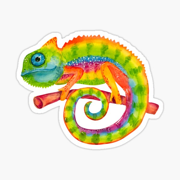 "Colorful Chameleon" Sticker for Sale by CraftyrCreator | Redbubble