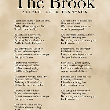 "The Brook - Alfred, Lord Tennyson Poem - Literature - Typography Print ...