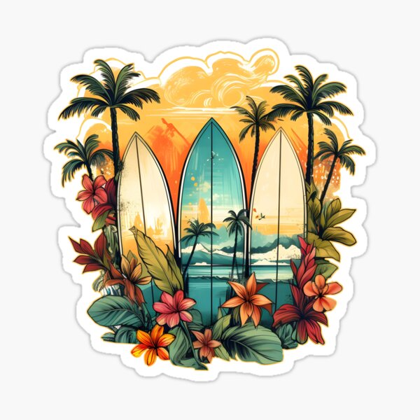 "beach surf summer pack, summer full of surfing" Sticker for Sale by ...