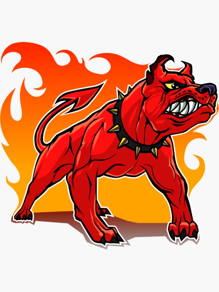 "Devil Dog On Fire" Sticker for Sale by WelSlaySynchro | Redbubble