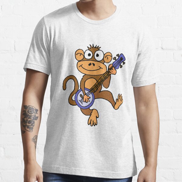 "Funny Monkey Playing Banjo Cartoon" T-shirt by naturesfancy | Redbubble