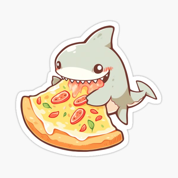 "Cute Kawaii Pizza Shark" Sticker for Sale by CozyKawaiiArt | Redbubble