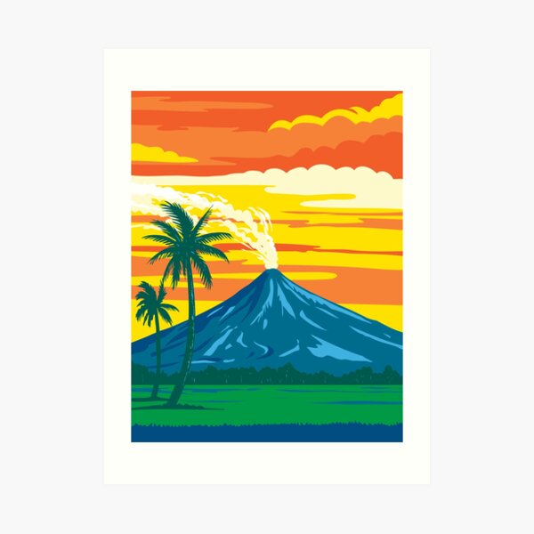 "Mayon Volcano Natural Park in Bicol Region Luzon Philippines WPA Art ...