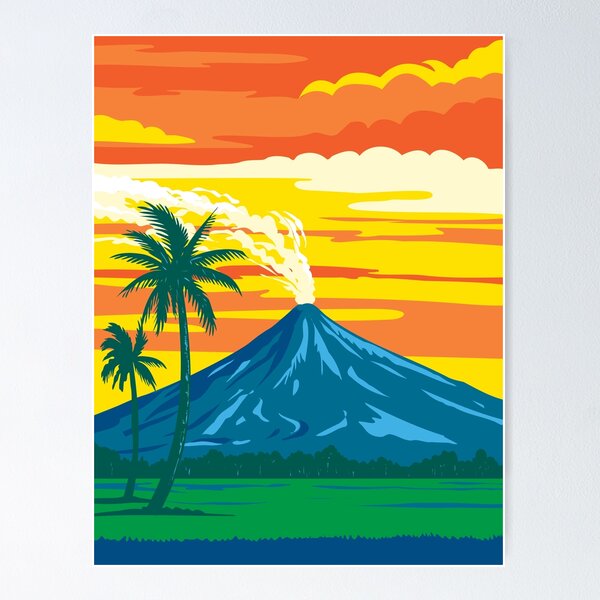 "Mayon Volcano Natural Park in Bicol Region Luzon Philippines WPA Art ...