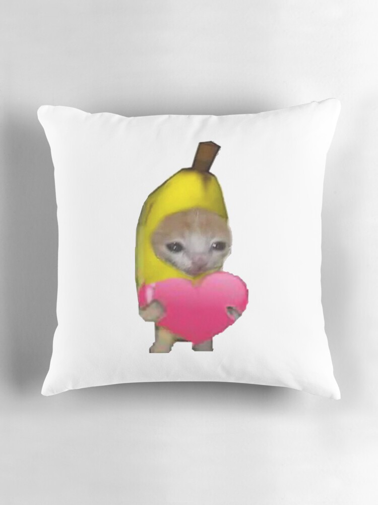 "crying banana cat with heart" Pillow for Sale by AlinaGil | Redbubble