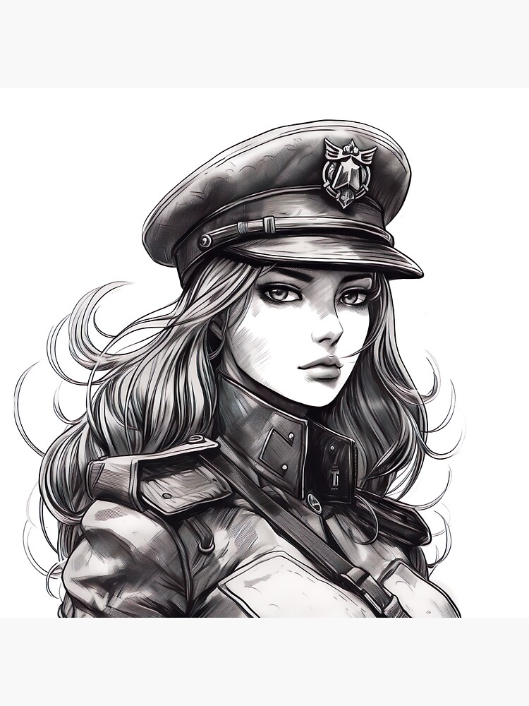 "Female Soldier Lieutenant: Powerful and Determined Portrait" Sticker ...