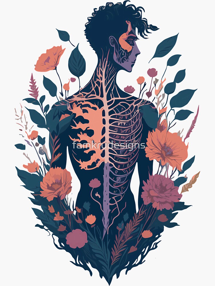 "Flowers and Skeleton, Botany" Sticker von famkrudesigns | Redbubble