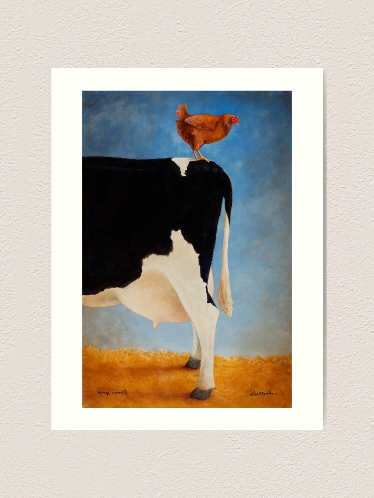 "Will Bullas / art print / rump roost / humor / animals / cow / rooster ...