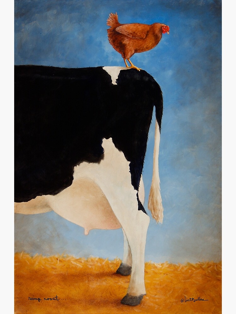 "Will Bullas / art print / rump roost / humor / animals / cow / rooster ...