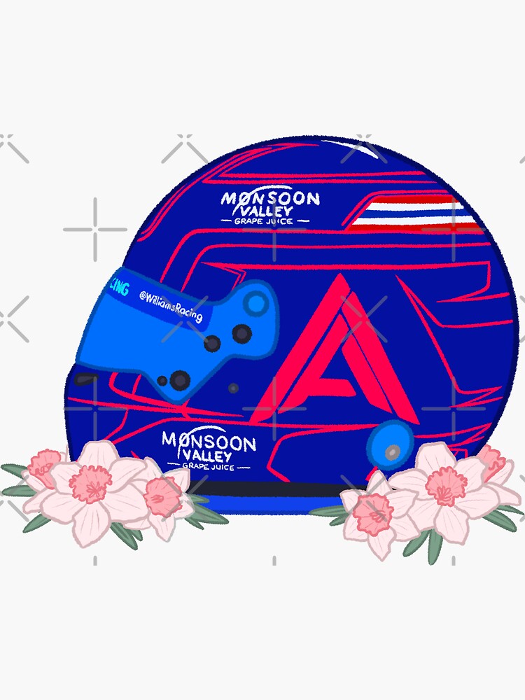 "Alex Albon 2023 Helmet With Flowers" Sticker for Sale by OriDraws ...