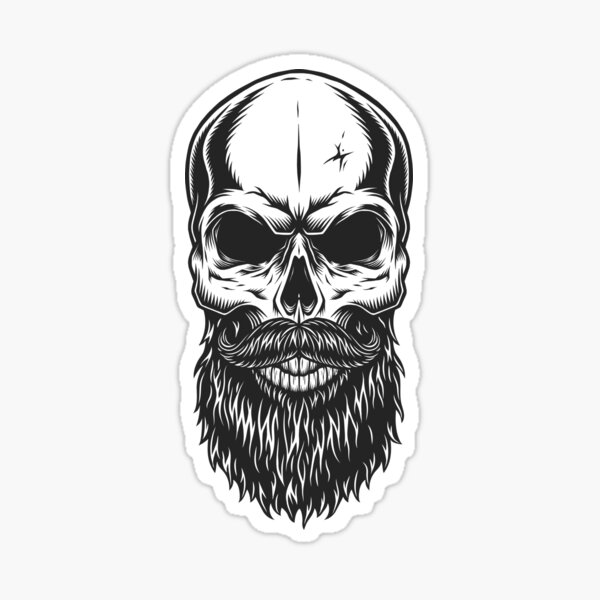 "Beard Skull" Sticker for Sale by artistwill | Redbubble