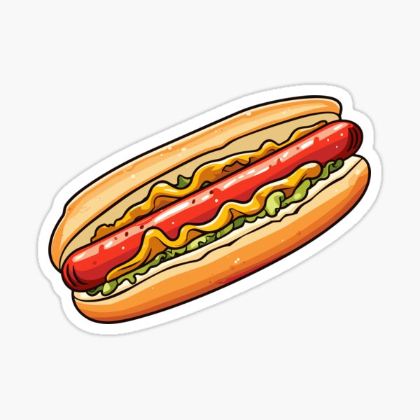 "Hot Dog Fast Food Cartoon Clip Art" Sticker by Eckperg | Redbubble