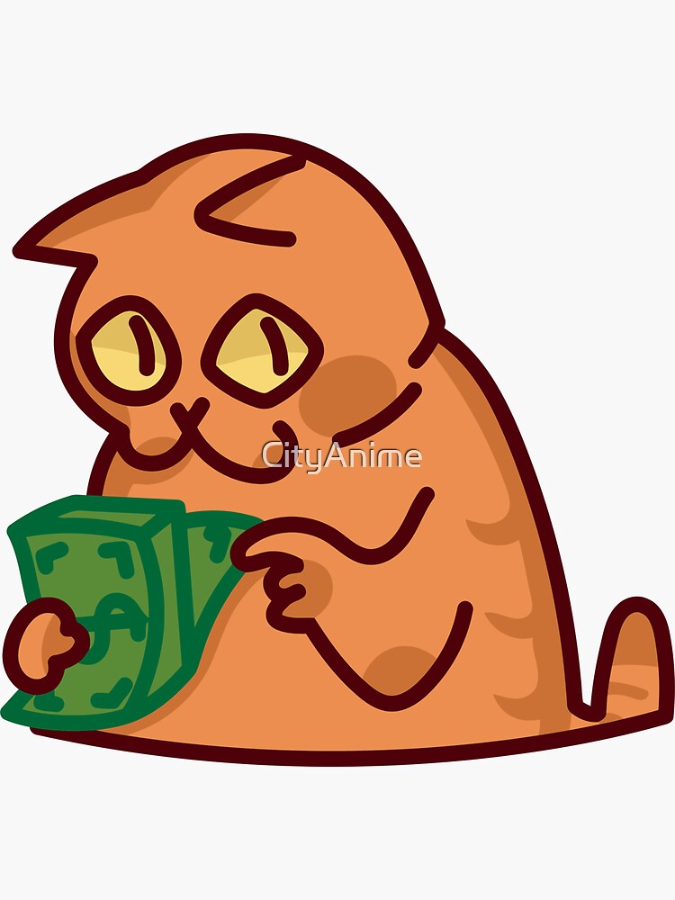 "Cat Counting Money" Sticker for Sale by CityAnime | Redbubble