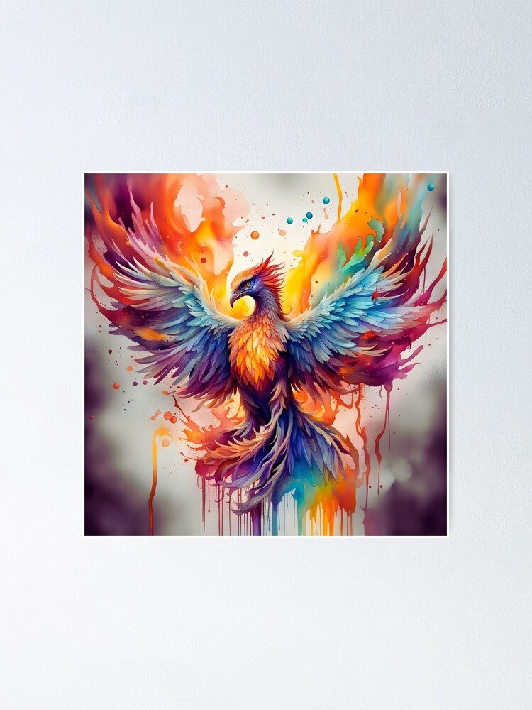 "Rainbow Watercolor Phoenix Bird" Poster for Sale by WitchyWare | Redbubble