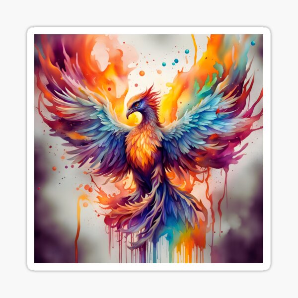 "Rainbow Watercolor Phoenix Bird" Sticker for Sale by WitchyWare ...