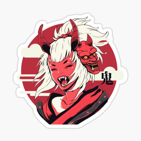 "Cartoon japanese Oni girl, anime style" Sticker for Sale by mark ...