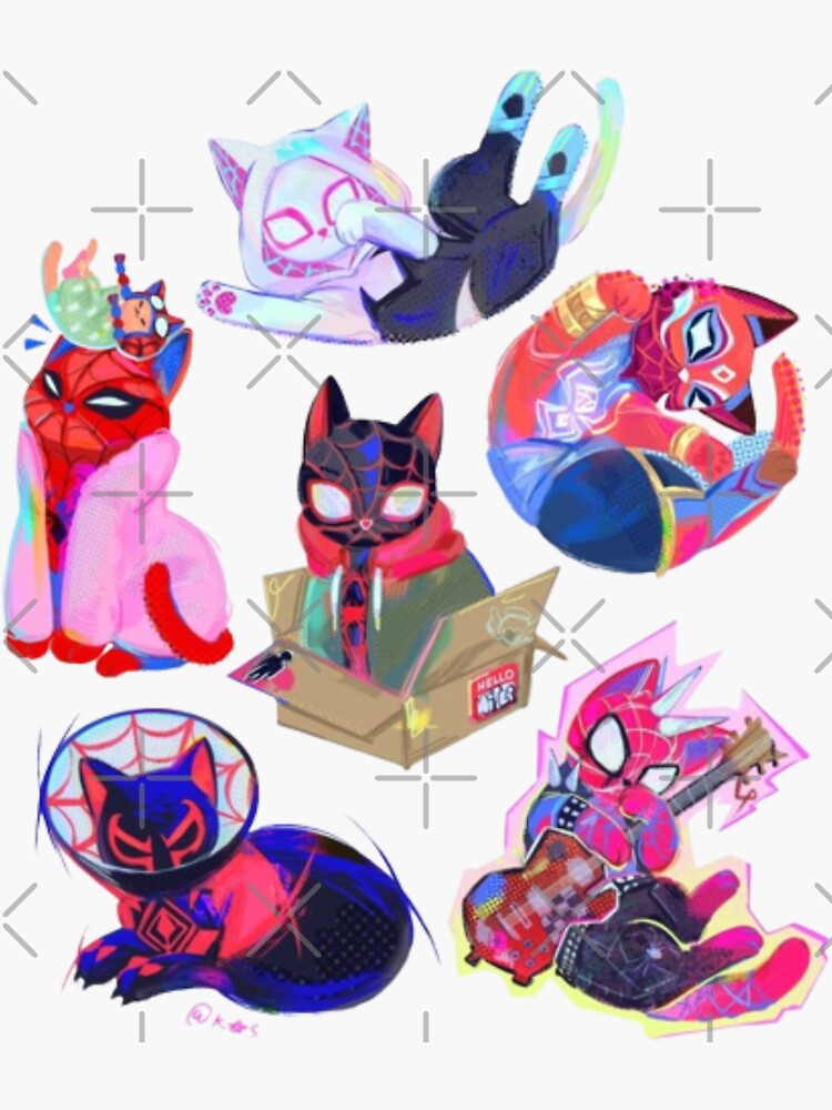 "spiderpunk spiderverse cats" Sticker for Sale by BIGO BIGO Art | Redbubble