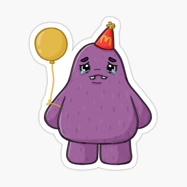 "Sad Grimace Birthday" Sticker for Sale by PinkRhino24 | Redbubble
