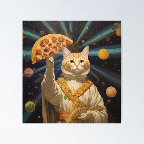 "Cheesus Crust Pizza Pope Cat Meme" Poster for Sale by Khaos23-Inc ...