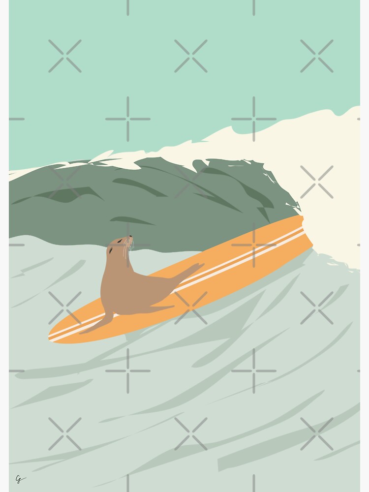 "Surfing Sea Lion" Sticker for Sale by carriedesigns | Redbubble