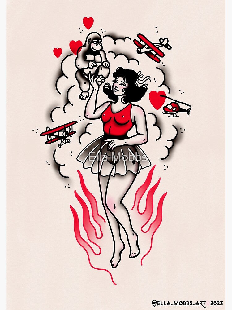 King Kong Fan Art Traditional Tattoo Flash Style Print By Ella Mobbs Creep Heart Photographic