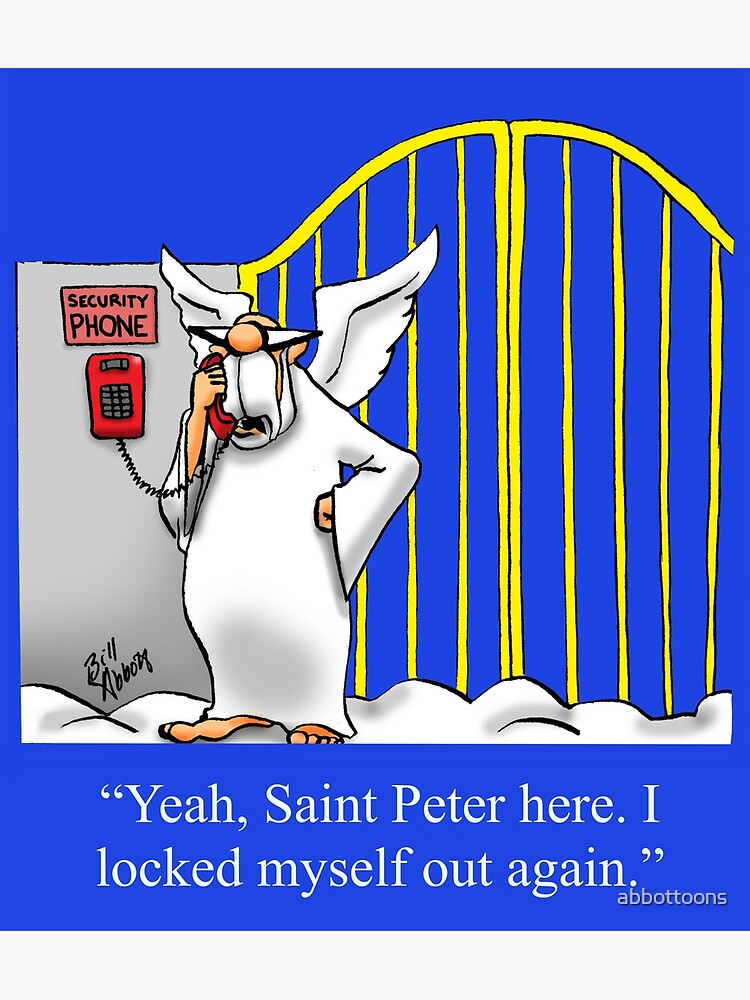 "Funny Spectickles Saint Peter in Heaven Cartoon Humor" Poster for Sale ...