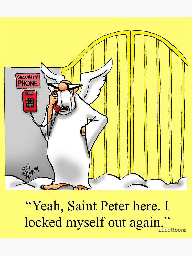"Funny Spectickles Saint Peter in Heaven Cartoon Humor" Poster for Sale ...