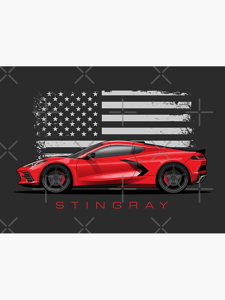 "Chevy Corvette C8 American Flag Illustration" Poster for Sale by ...