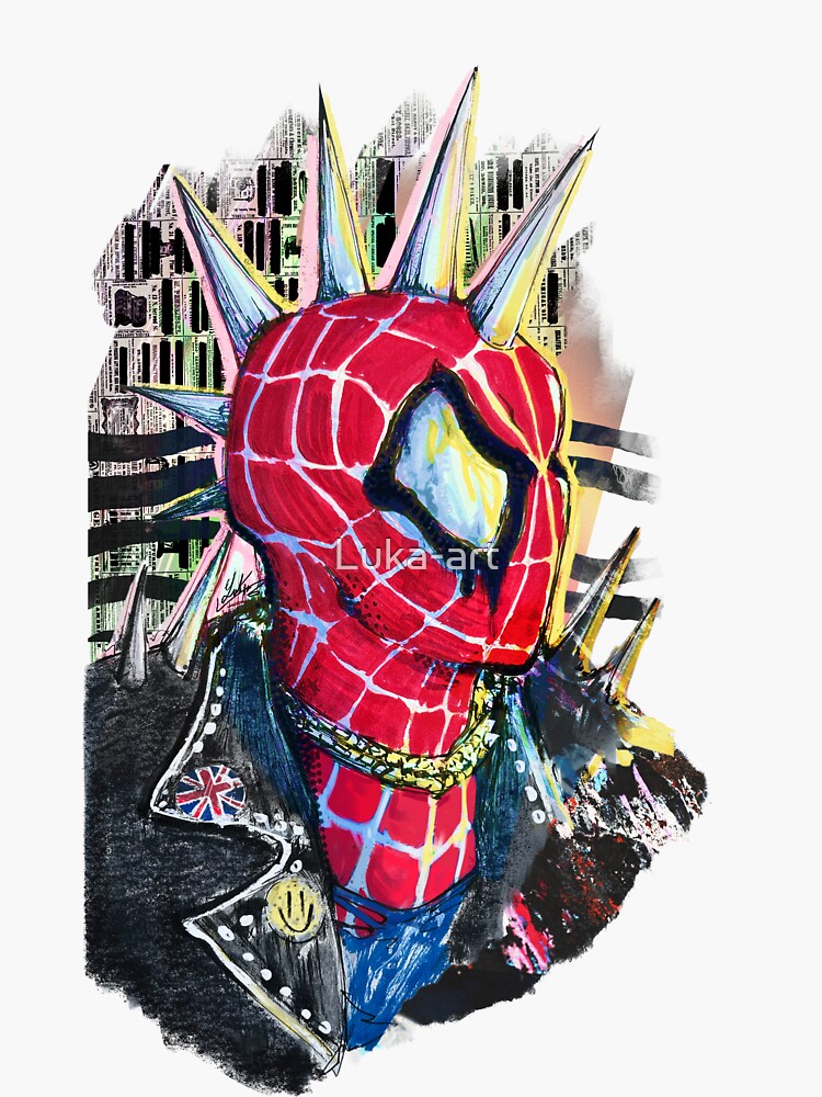 "Spider-Punk " Sticker for Sale by Luka-art | Redbubble