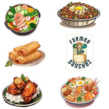 "Popular Filipino Foods Stickers Plus Farmer Sanchez" Sticker for Sale ...