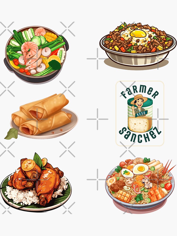 "Popular Filipino Foods Stickers Plus Farmer Sanchez" Sticker for Sale ...
