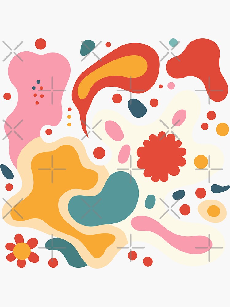 "Modern Colorful Freeform Doodle" Sticker for Sale by Jselz | Redbubble