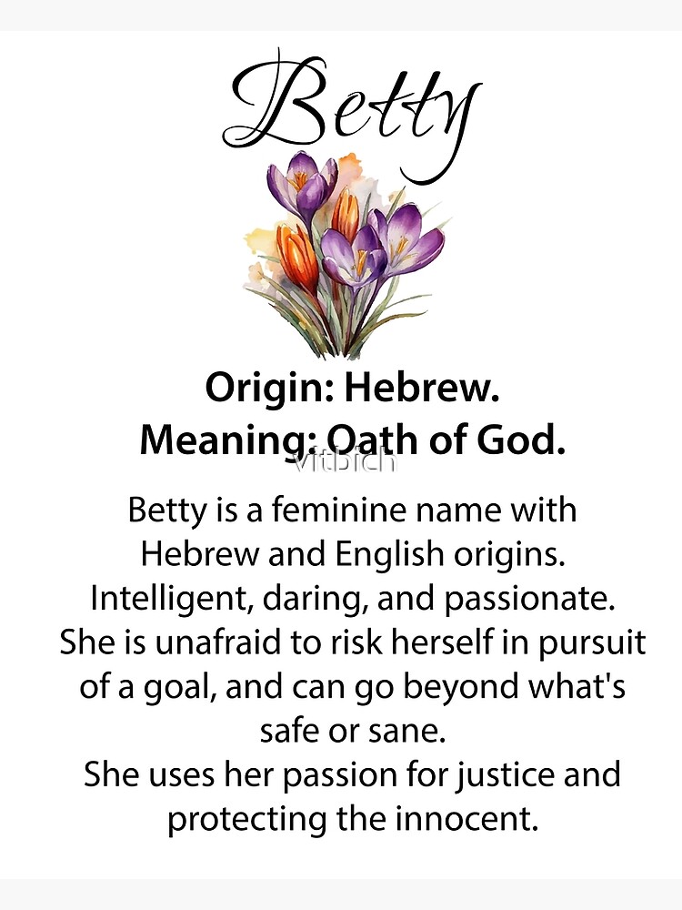 "Betty Name Definition Meaning" Greeting Card for Sale by vitbich ...