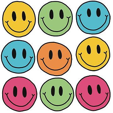 "Rainbow Smiley Faces" Sticker for Sale by art-by-enc | Redbubble
