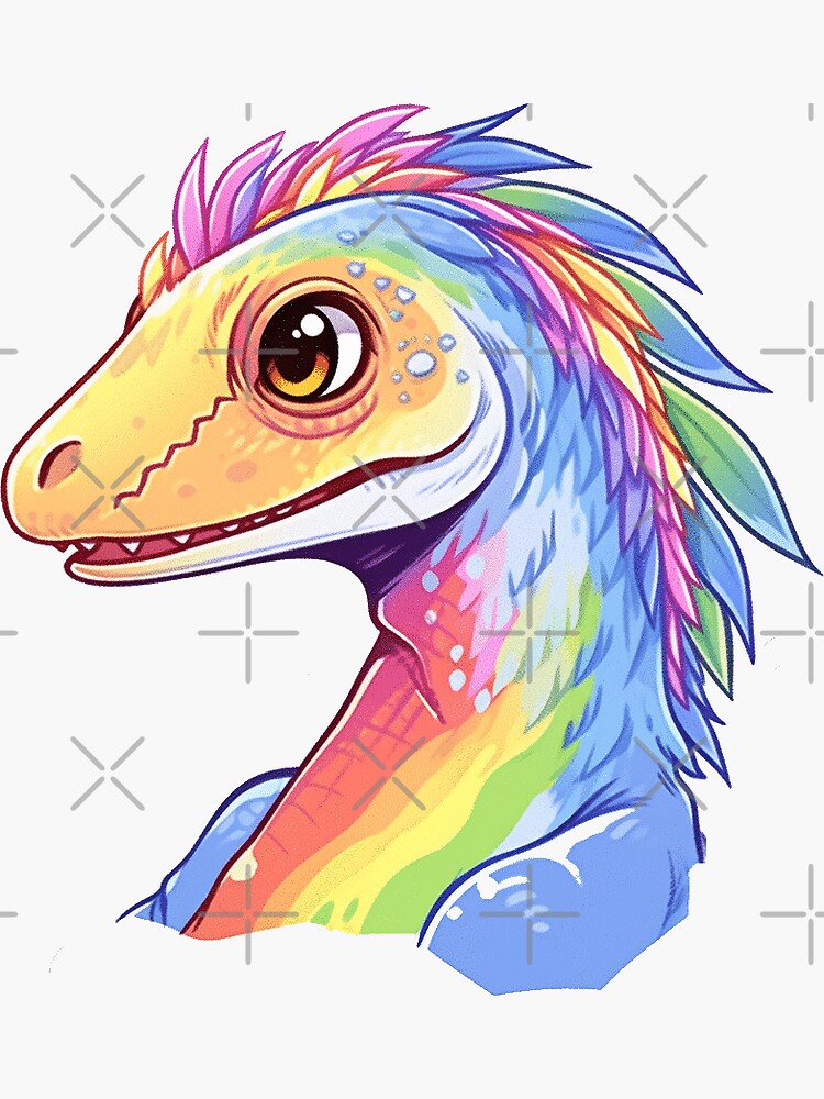 "The Rainbow Raptor" Sticker for Sale by InkedBeasts | Redbubble