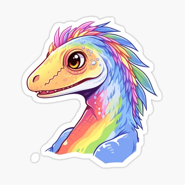 "The Rainbow Raptor" Sticker for Sale by InkedBeasts | Redbubble