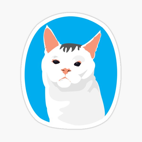 "Goofy White Cat Portrait" Sticker by FarceOfAvila | Redbubble