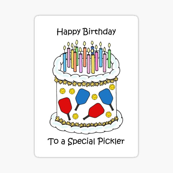 "Happy Pickleball Birthday" Sticker for Sale by KateTaylor | Redbubble