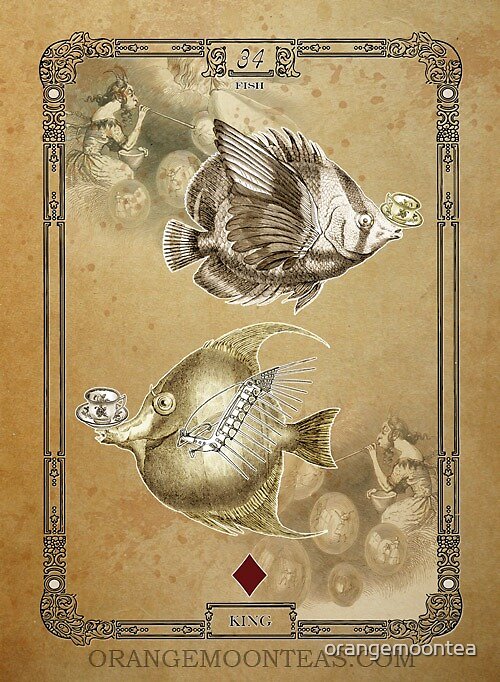 "Fish | Tea Bats Lenormand Cards" by orangemoontea | Redbubble